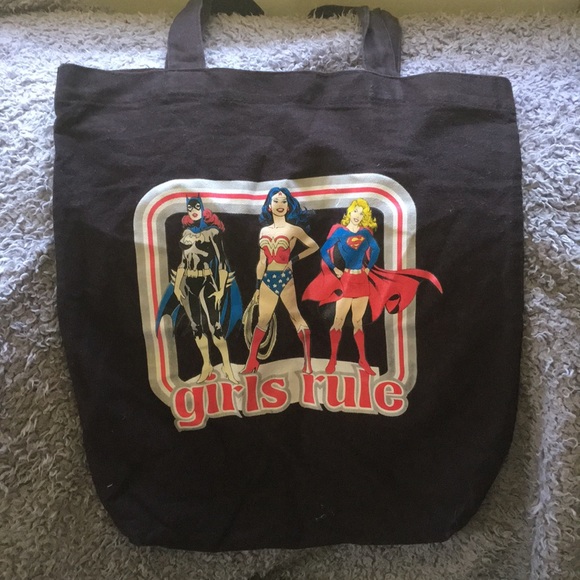 DC Comics | Bags | Ladies Of Dc Girls Rule Black Tote Bag | Poshmark